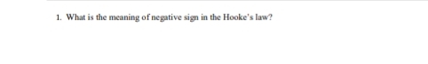 Solved What is the meaning of negative sign in the Hooke's | Chegg.com