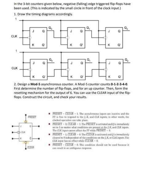 Solved In the 3-bit counters given below, negative (falling) | Chegg.com