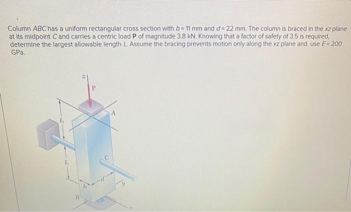 Solved Column ABC has a uniform rectangular cross section | Chegg.com