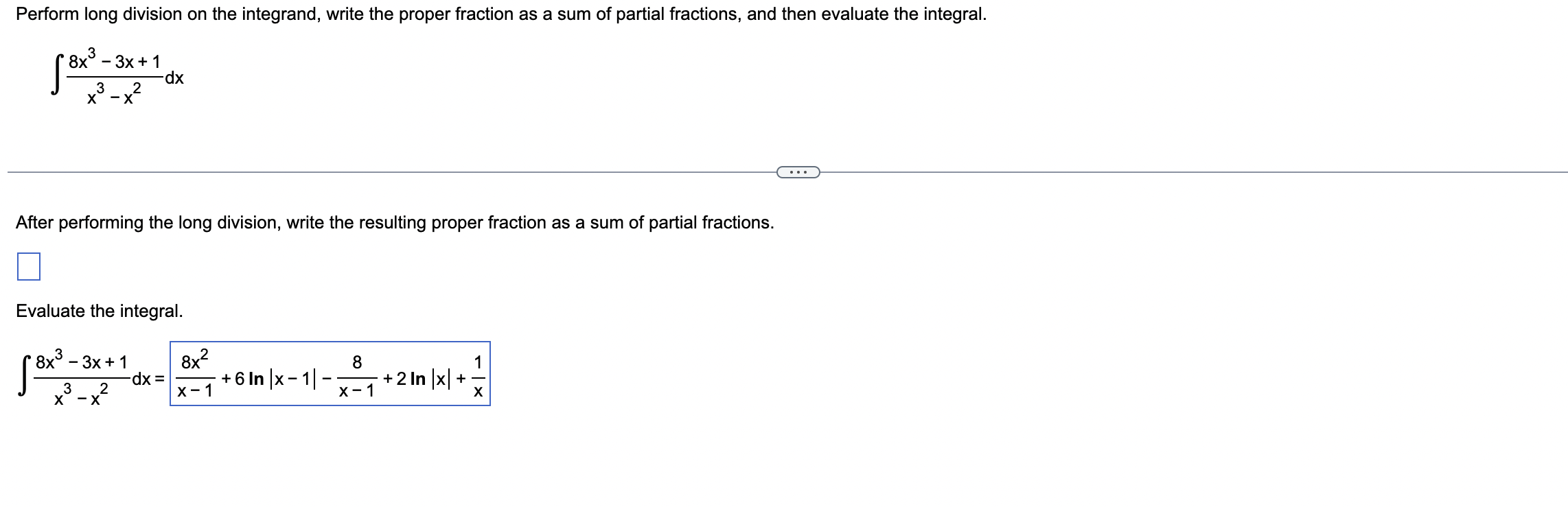 Solved Perform long division on the integrand, write the | Chegg.com