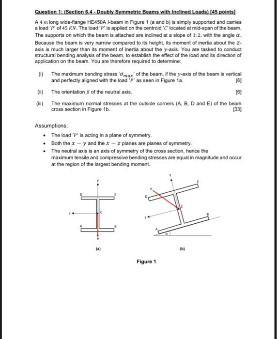 Solved Question 1: (Section 6.4 - Doubly Symmetric Beams | Chegg.com