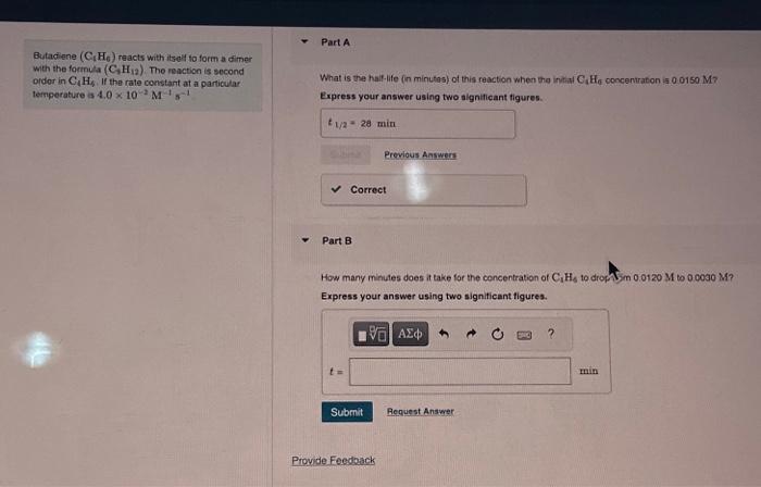 Solved Can you answer part B please!Butadiene (C4H6) reacts | Chegg.com