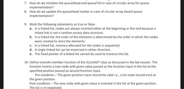 Solved 7. How do we initialize the queue Head and queue Tail | Chegg.com