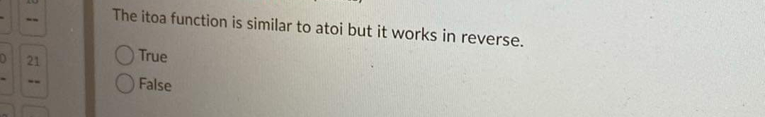 Solved The itoa function is similar to atoi but it works in | Chegg.com