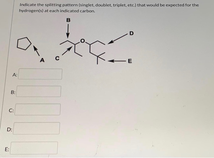 Solved Indicate the splitting pattern (singlet, doublet, | Chegg.com