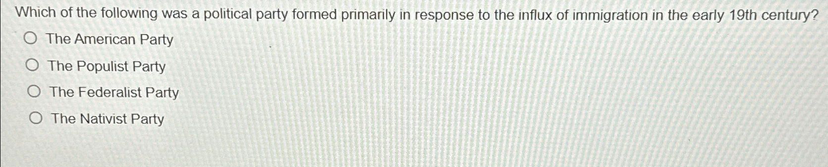 Solved Which of the following was a political party formed | Chegg.com