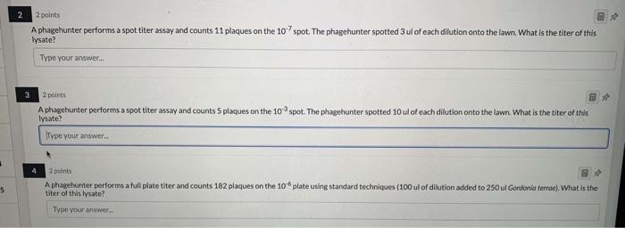 2 points A phagehunter performs a spot titer assay | Chegg.com