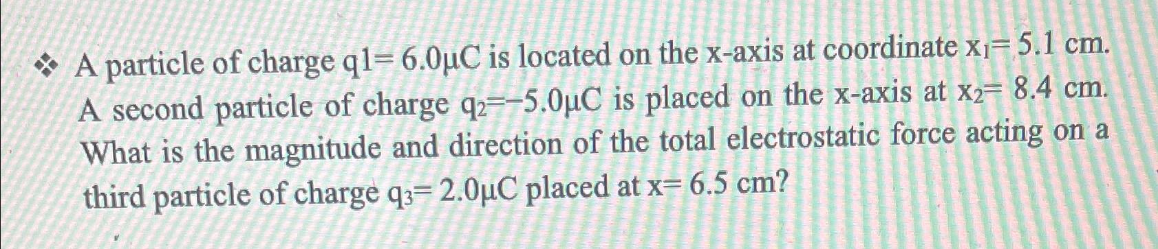 Solved A particle of charge q1=6.0\\\\mu C is located on the | Chegg.com