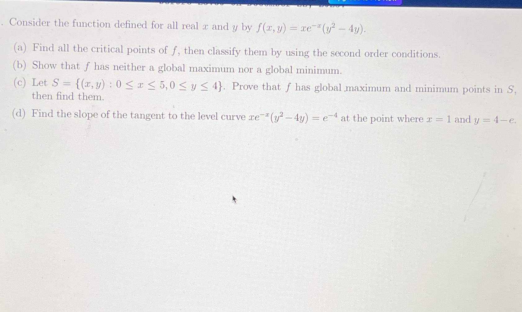 Solved Consider the function defined for all real x ﻿and y | Chegg.com