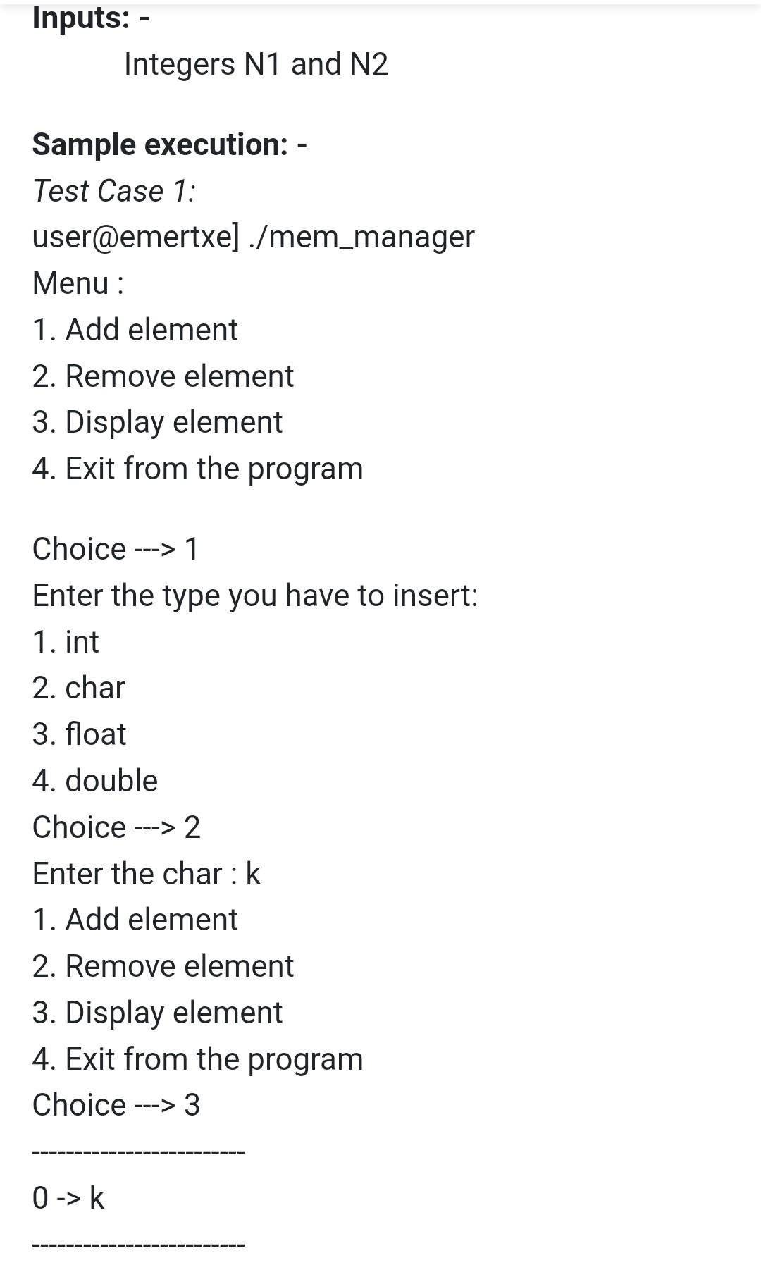 Solved provide a menu to manipulate or display the value of | Chegg.com