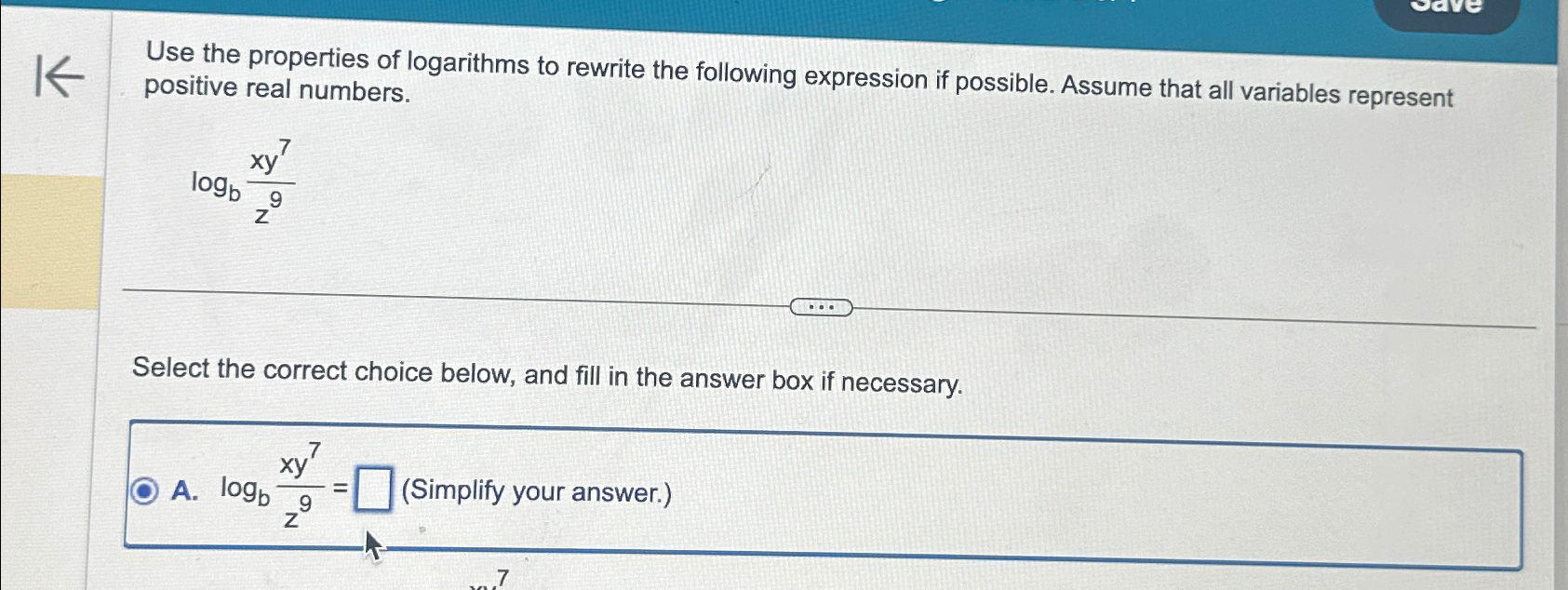 Solved Use the properties of logarithms to rewrite the | Chegg.com