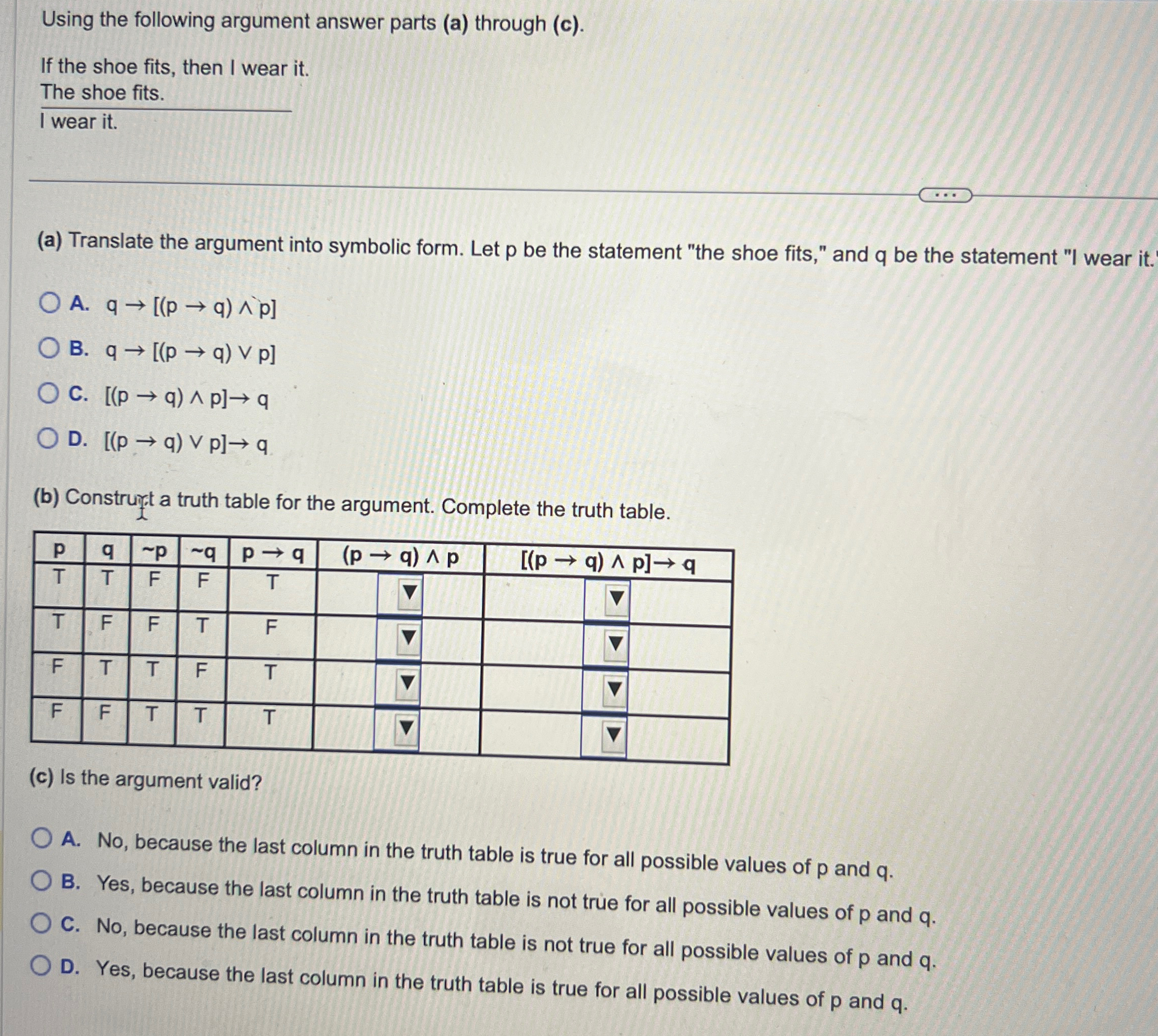Solved Using the following argument answer parts (a) | Chegg.com