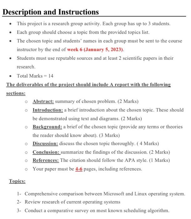 Description and Instructions - This project is a | Chegg.com