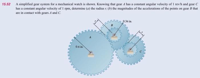 Solved 15.52 A simplified gear system for a mechanical watch | Chegg.com