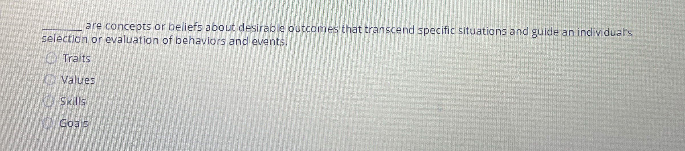 Solved q, ﻿are concepts or beliefs about desirable outcomes | Chegg.com