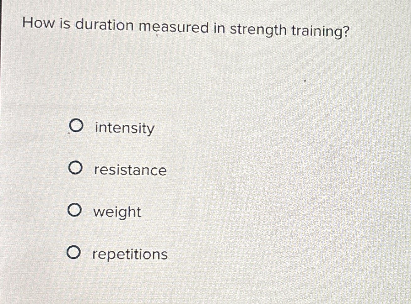 Solved How is duration measured in strength | Chegg.com