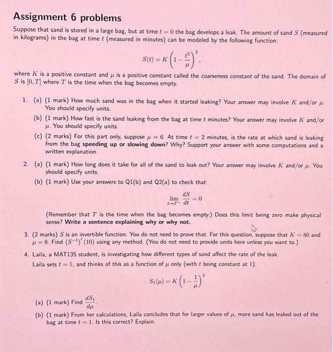 Solved Assignment 6 problems Suppose that sand is stored in | Chegg.com