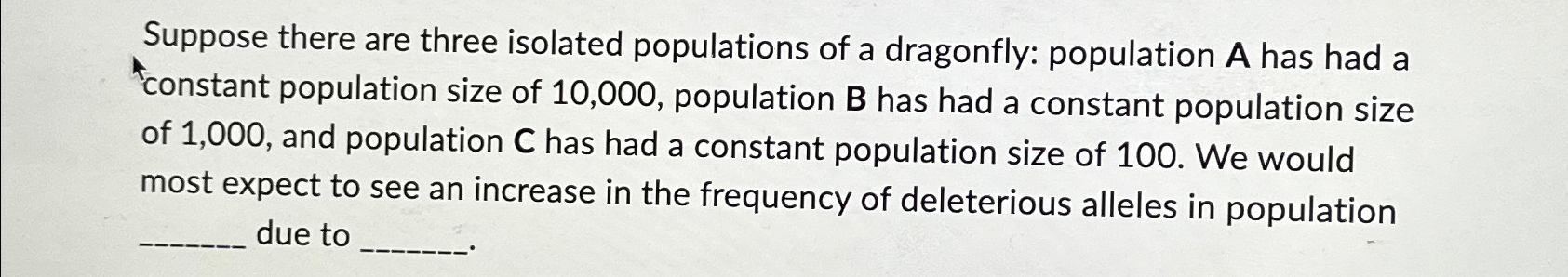Solved Suppose there are three isolated populations of a | Chegg.com