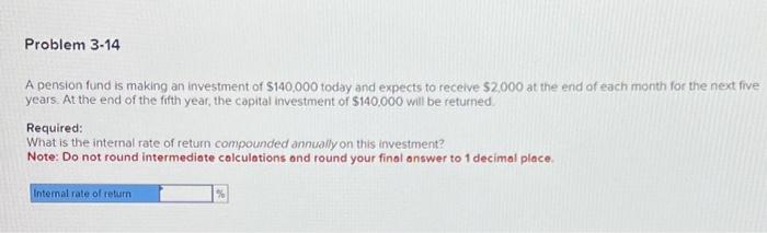 Solved Problem 3-14 A pension fund is making an investment | Chegg.com