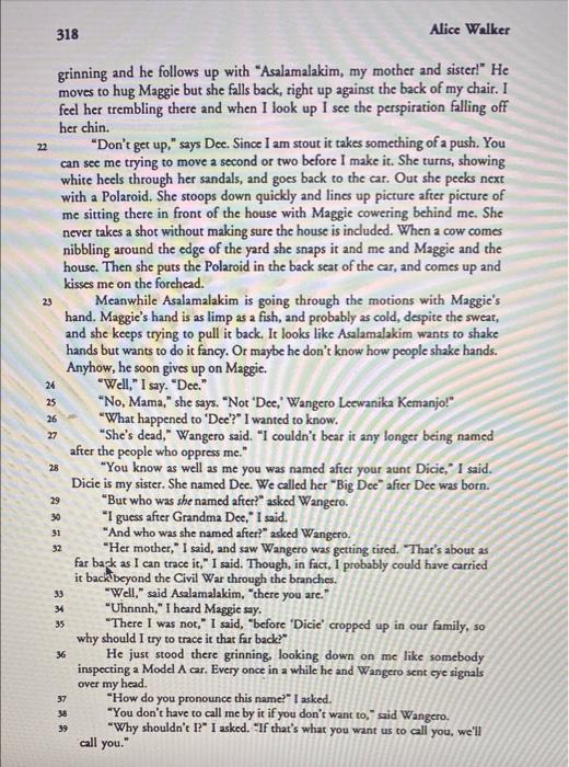 Alice Walker (b. 1944) Everyday Use Walker's Pulitzer | Chegg.com