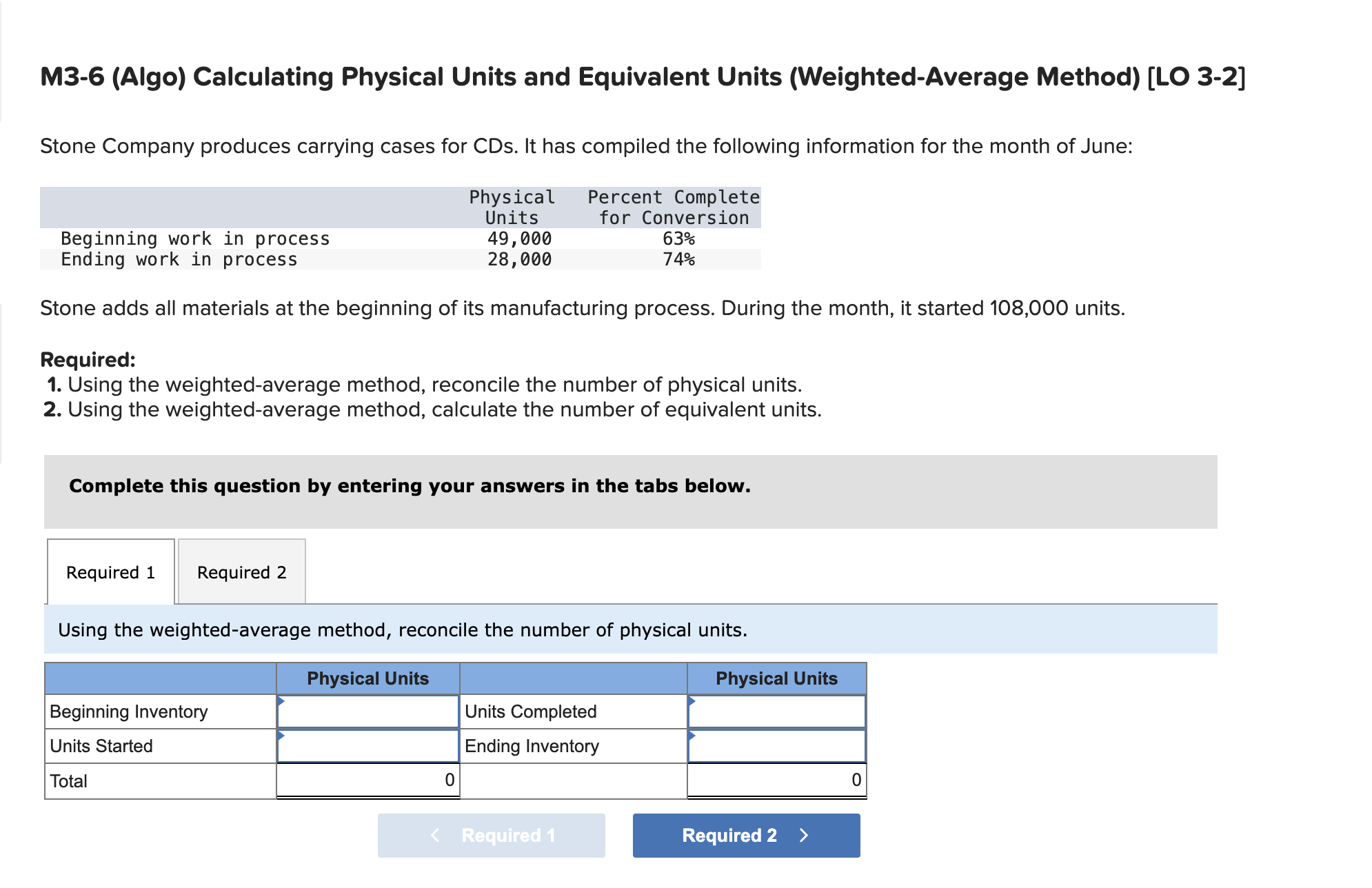Solved M3-6 (Algo) ﻿Calculating Physical Units and | Chegg.com