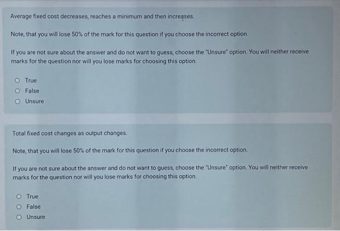 Solved Average fixed cost decreases, reaches a minimum and | Chegg.com