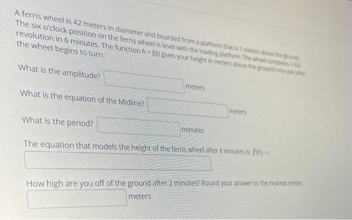 Solved The six o'clock 42 meters in diameter and boarded | Chegg.com