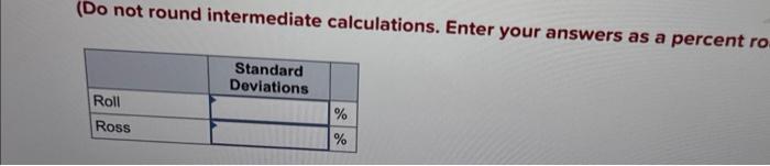 Solved Calculate the standard deviations for Roll and Ross | Chegg.com