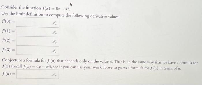 Solved Consider the function \\( f(x)=6 x-x^{2} \\). Use the | Chegg.com