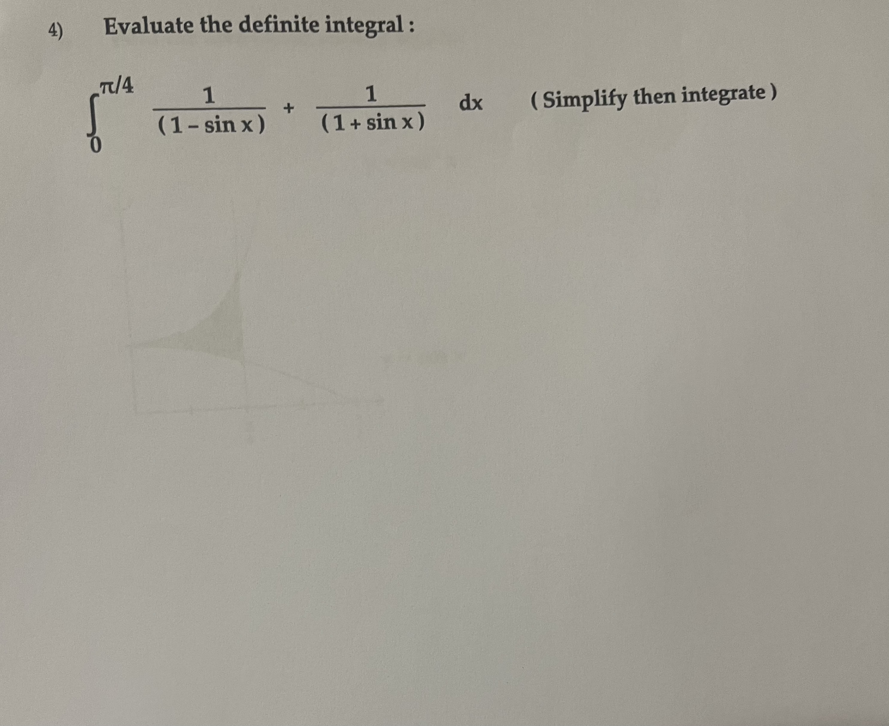 Solved Evaluate the definite integral | Chegg.com