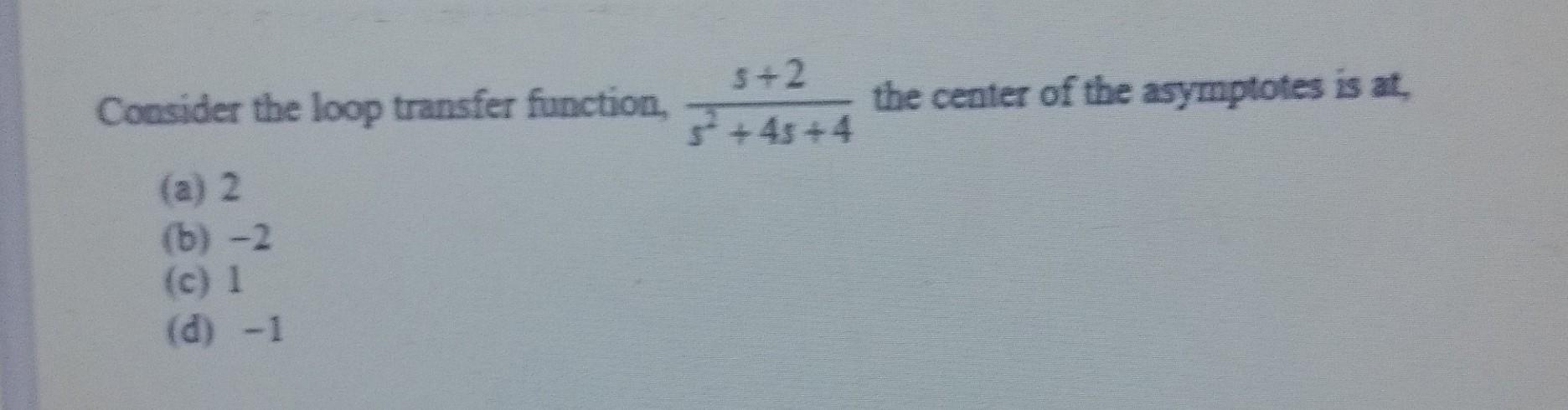 Solved Coosider the loop transfer function, s2+4s+4s+2 the | Chegg.com