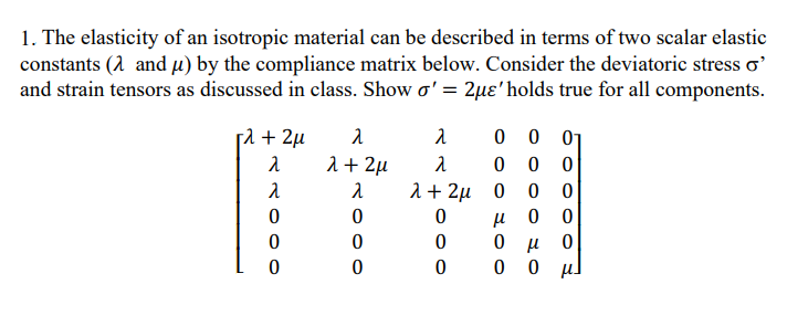 Solved . ﻿The elasticity of an isotropic material can be | Chegg.com