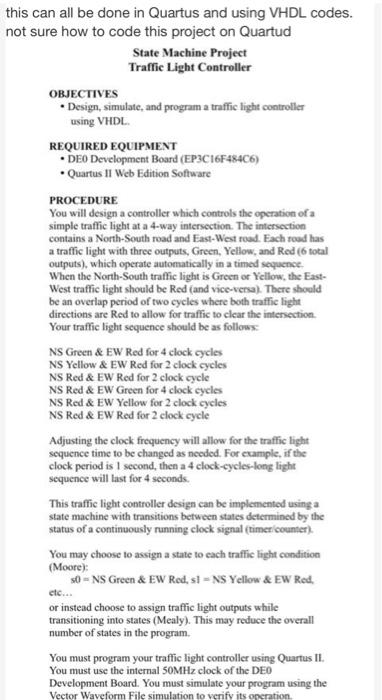 write the VHDL code in quartus for the state machine | Chegg.com