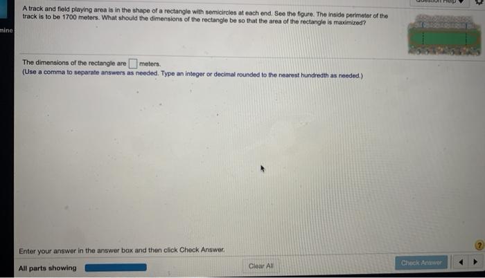 Solved A track and field playing area is in the shape of a | Chegg.com