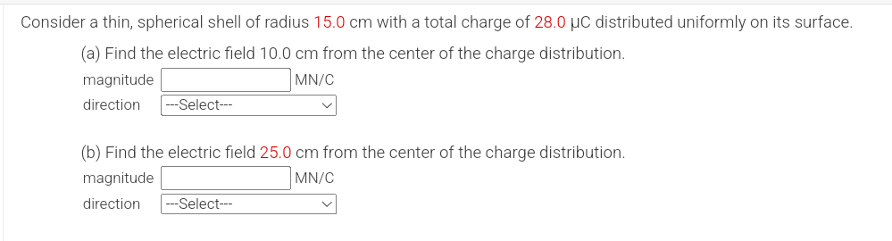 Solved Consider a thin, spherical shell of radius 15.0cm | Chegg.com