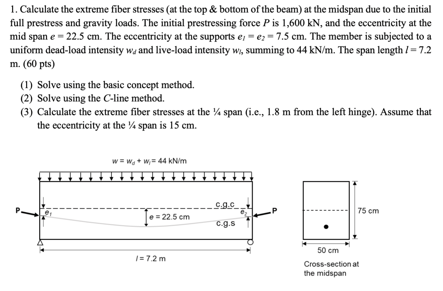 Solved Calculate the extreme fiber stresses (at the top & | Chegg.com