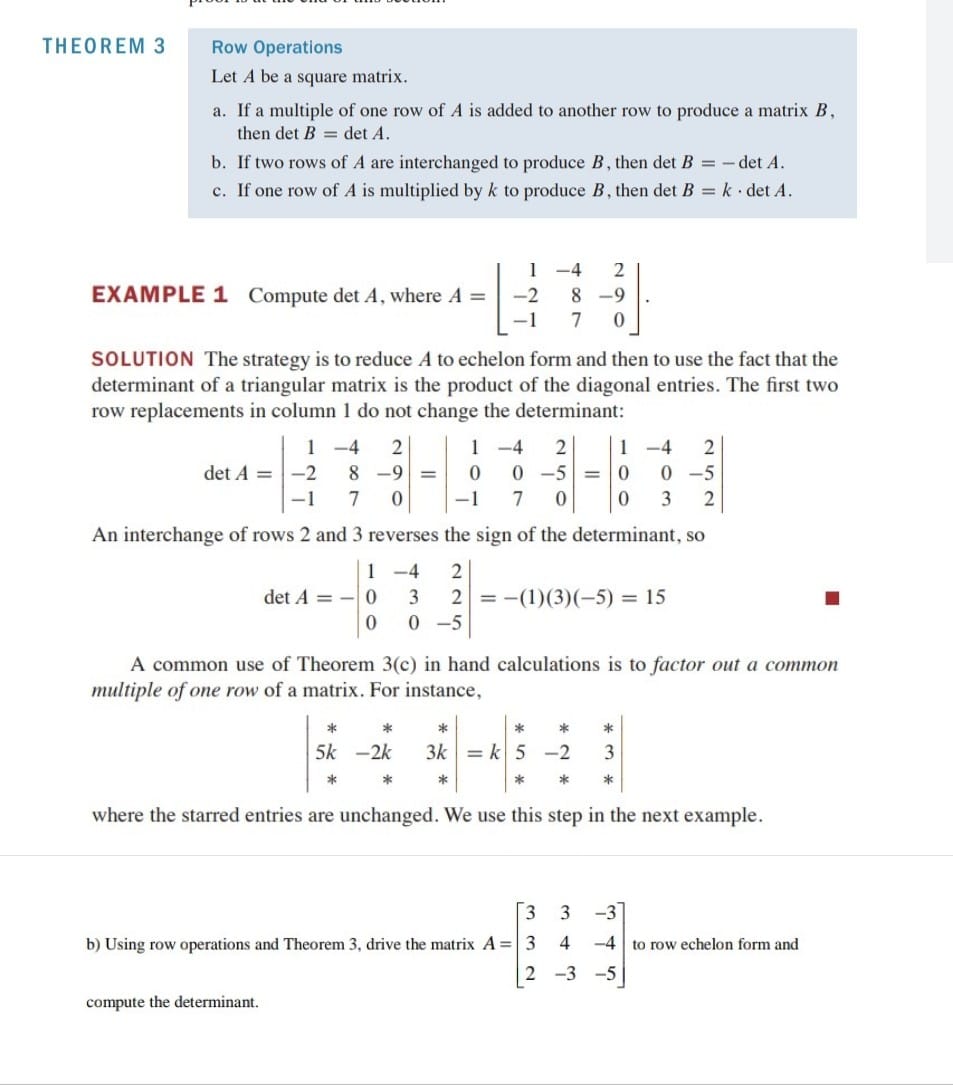 Solved EXAMPLE 1 ﻿Compute det A, ﻿where .SOLUTION The | Chegg.com