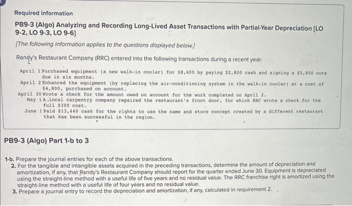 Solved Required information PB9-3 (Algo) Analyzing and | Chegg.com