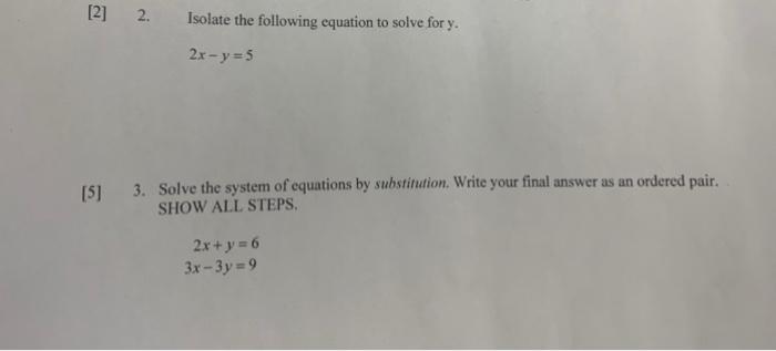Solved [2] 2. . Isolate the following equation to solve for | Chegg.com