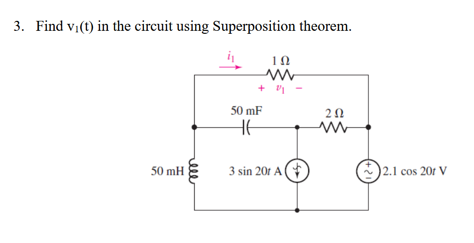 Solved Find v1(t) in ﻿the circuit using Superposition | Chegg.com