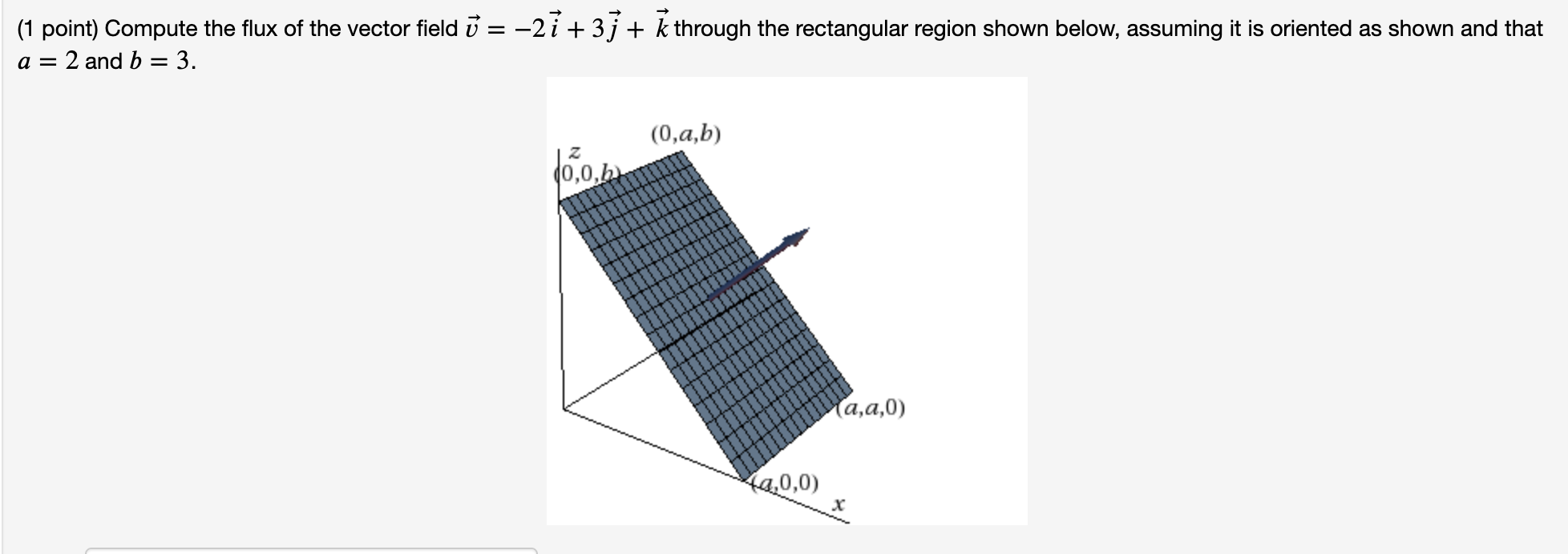 Solved (1 ﻿point) ﻿Compute the flux of the vector field | Chegg.com