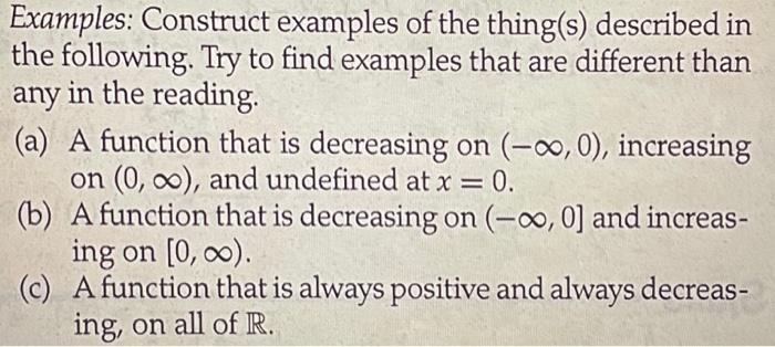 Solved Examples: Construct examples of the thing(s) | Chegg.com