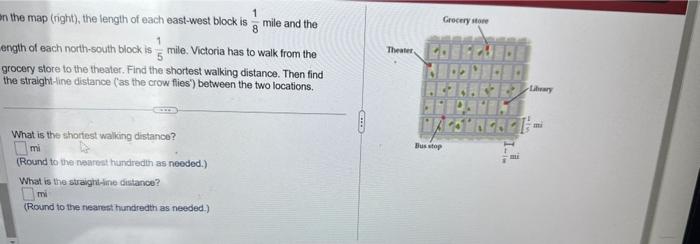 Solved m the map (right), the length of each east-west block | Chegg.com