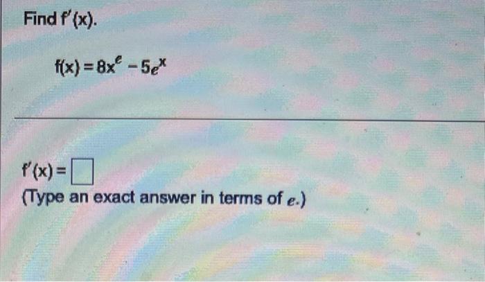 Solved Find f′(x). f(x)=6ln(9+8x2) f′(x)=Find f′(x) | Chegg.com