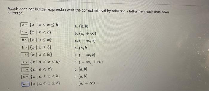 Solved Match each set builder expression with the correct | Chegg.com Solved Match each set builder expression with the correct | Chegg.com