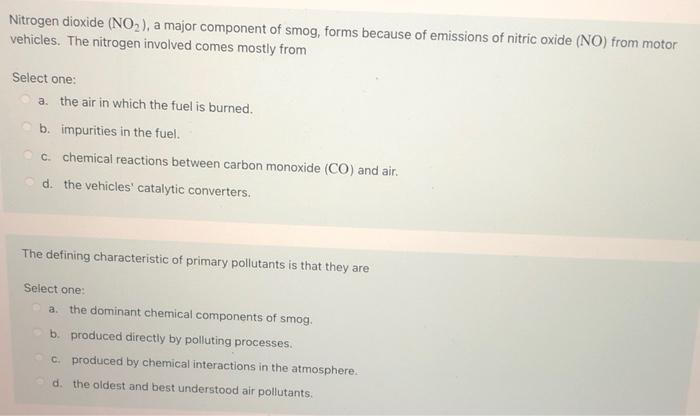 Solved Nitrogen dioxide (NO2), a major component of smog, | Chegg.com