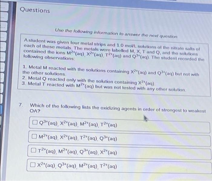 Solved Questions Use the following information to answer the | Chegg.com