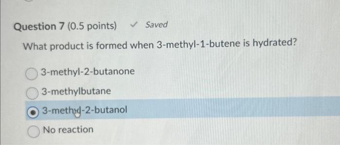 Solved What product is formed when 3-methyl-1-butene is | Chegg.com