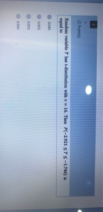 Solved (2 Points) Random variable T has t-distribution with | Chegg.com