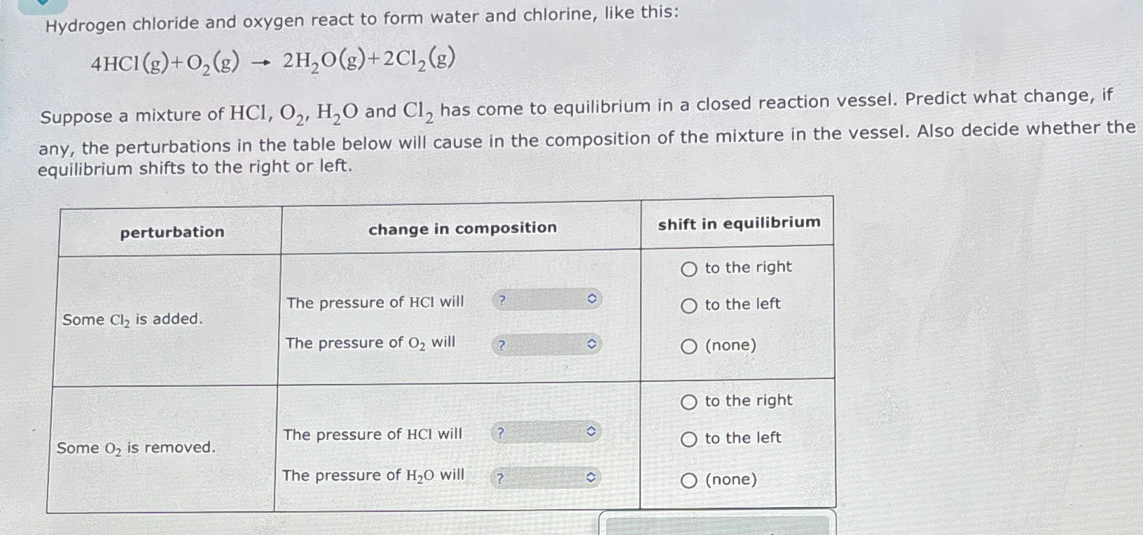 Solved Hydrogen chloride and oxygen react to form water and | Chegg.com